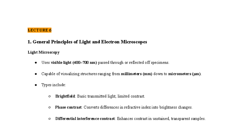 Final Exam CELL 201 - Light and Electron Microscopy Principles - Studocu