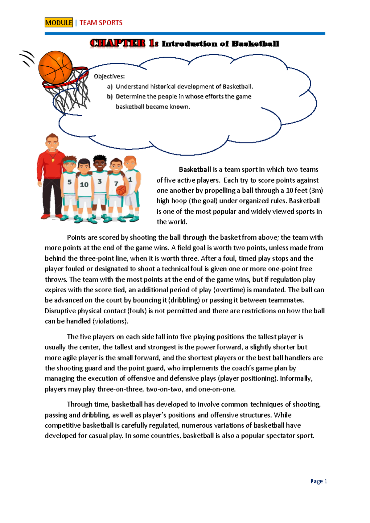 Chapter 1 - Introduction OF Basketball - Introduction of Basketball ...