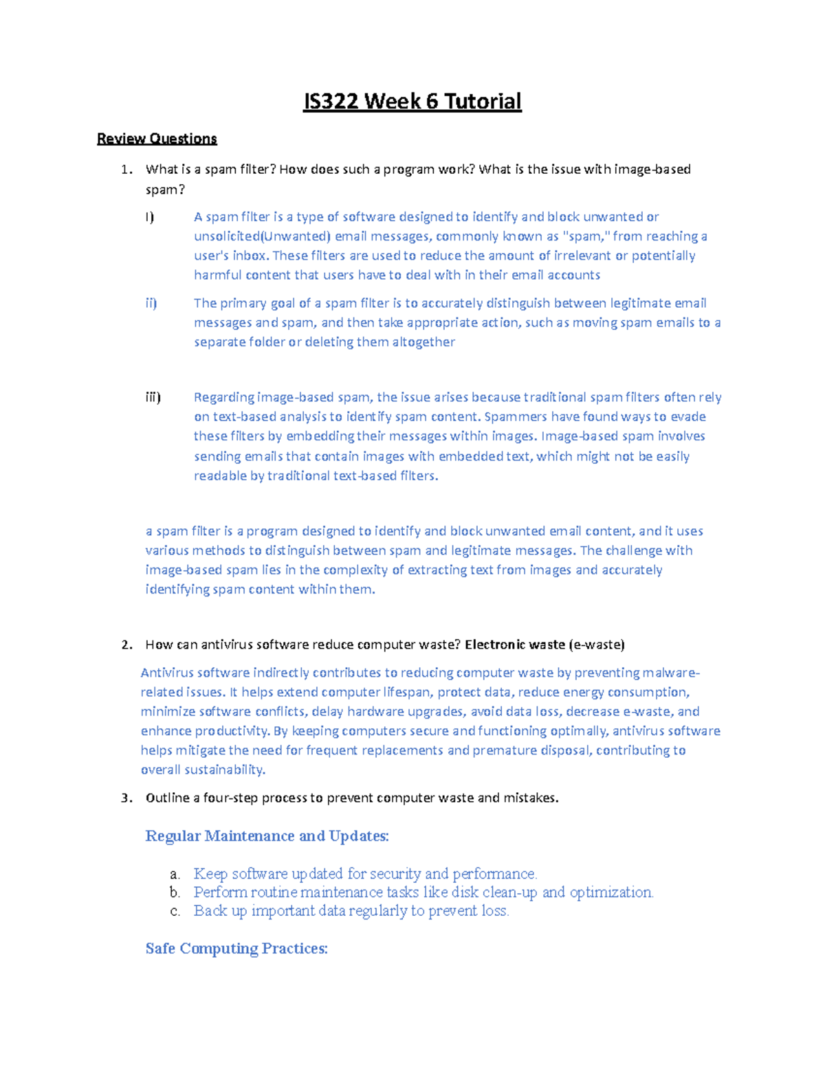 IS322 Week 6 Tutorial: Spam Filters, Antivirus, and Cybersecurity ...