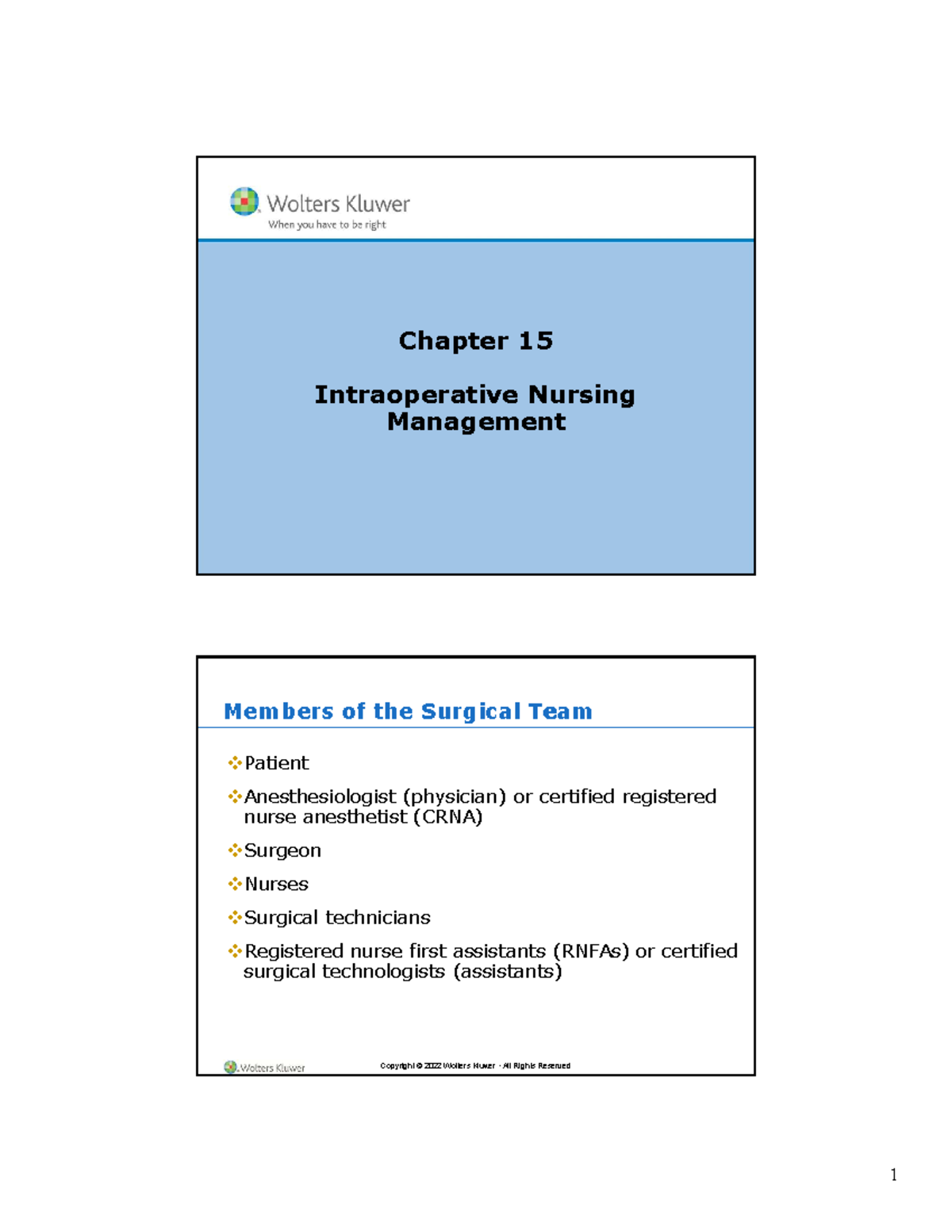 Chapter 15 - Intraoperative Nursing Management & Surgical Team Roles ...
