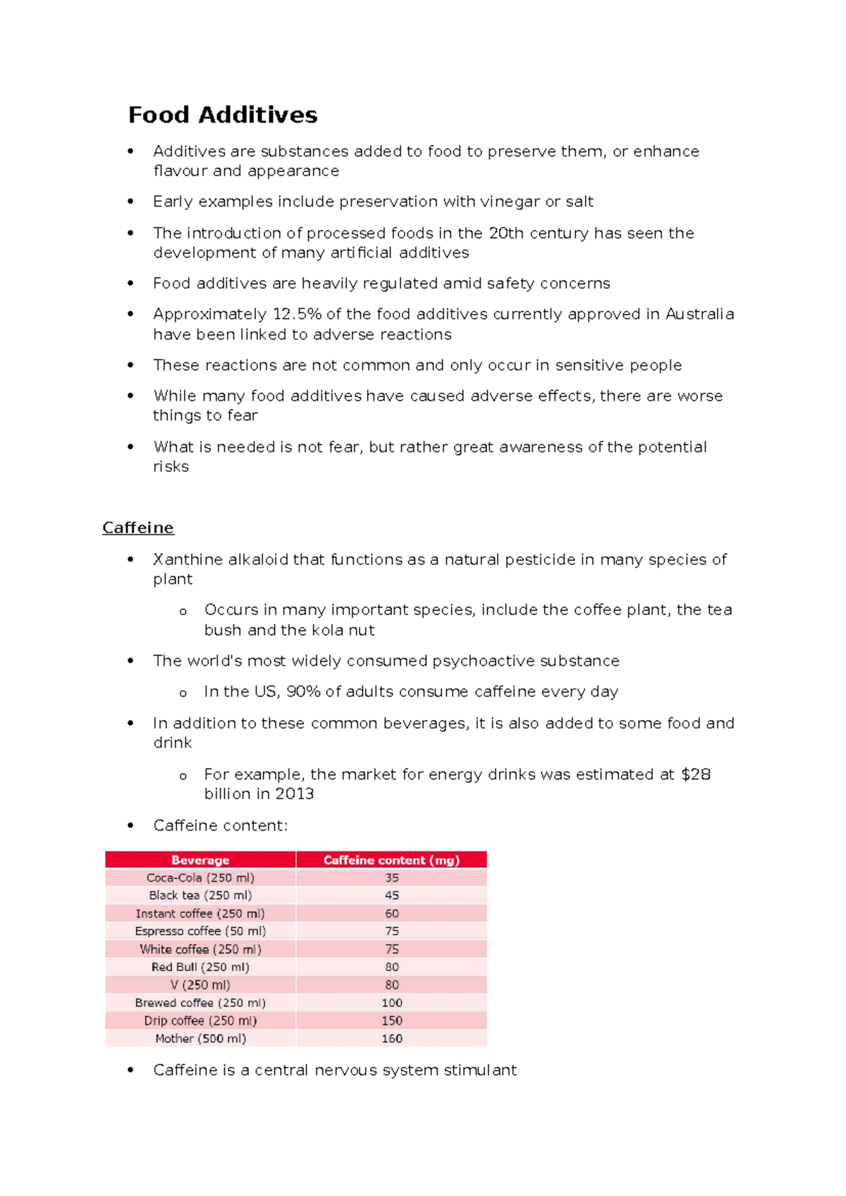 Food Additives - Lecture Notes on Safety and Effects - Studocu