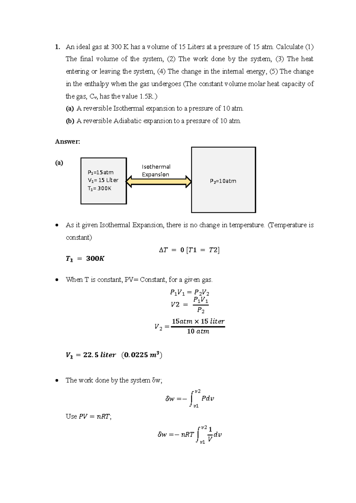 Thermodynamics Q&A: Ideal Gas Behavior & Expansion Processes - Studocu