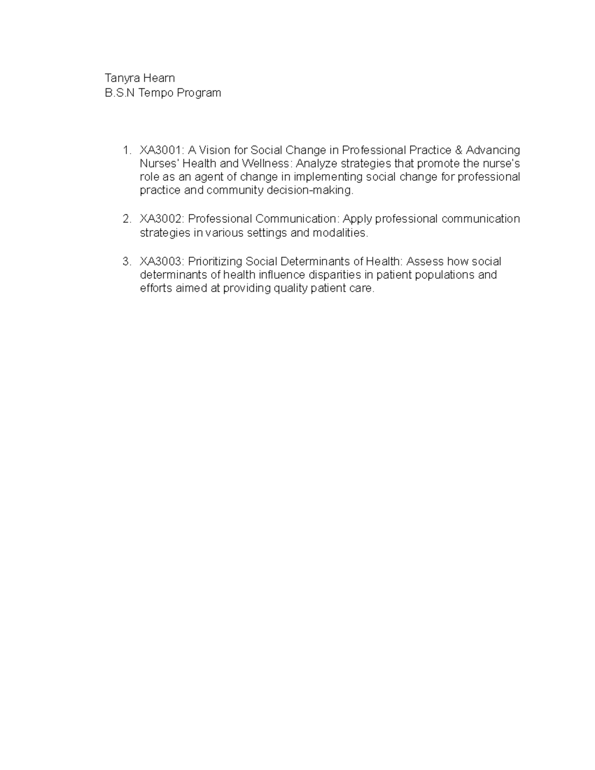 TW001 T Hearn - Introduction - Tanyra Hearn B.S Tempo Program XA3001: A ...