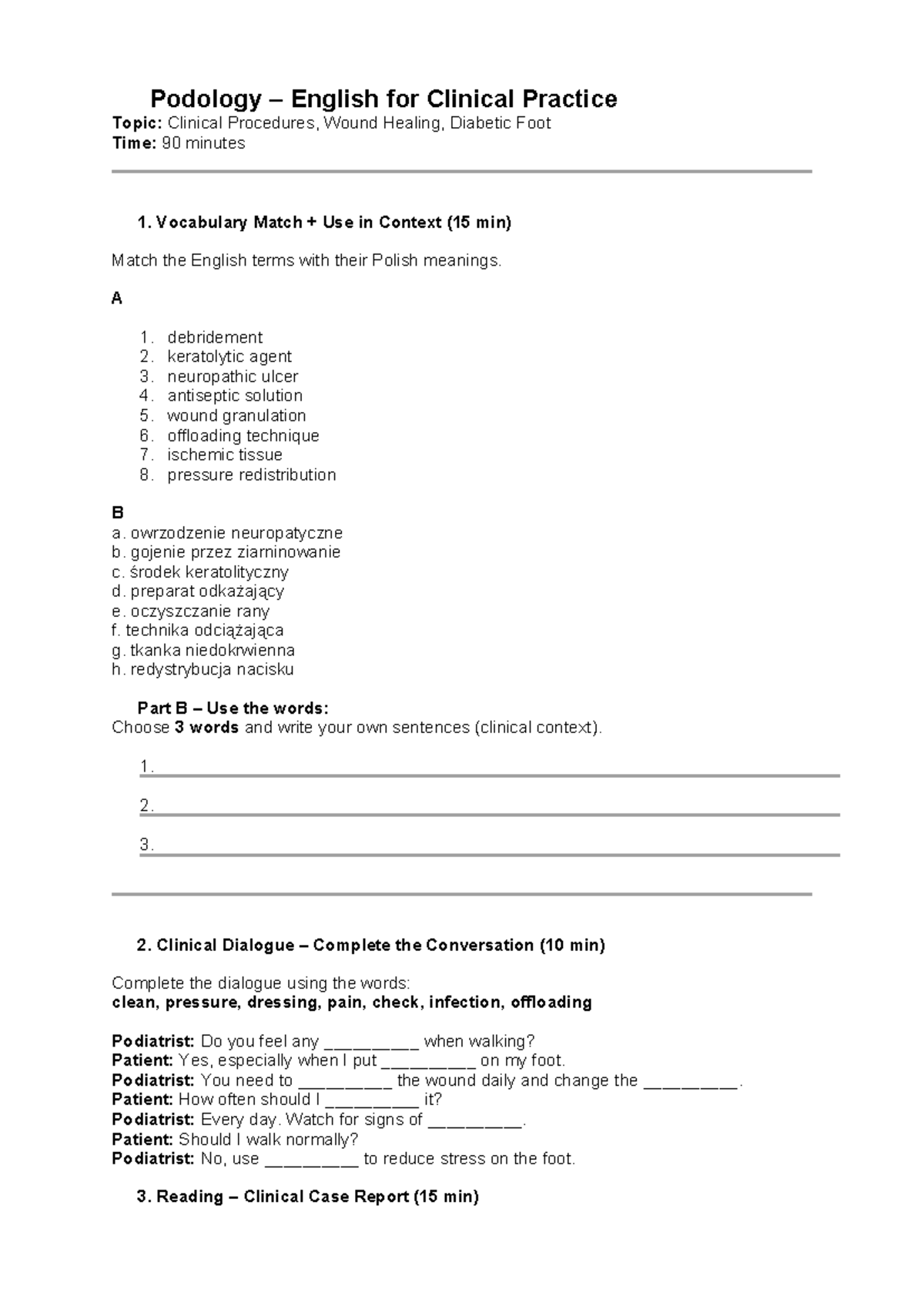 Podology EN Clinical Practice: Wound Healing & Procedures Guide - Studocu