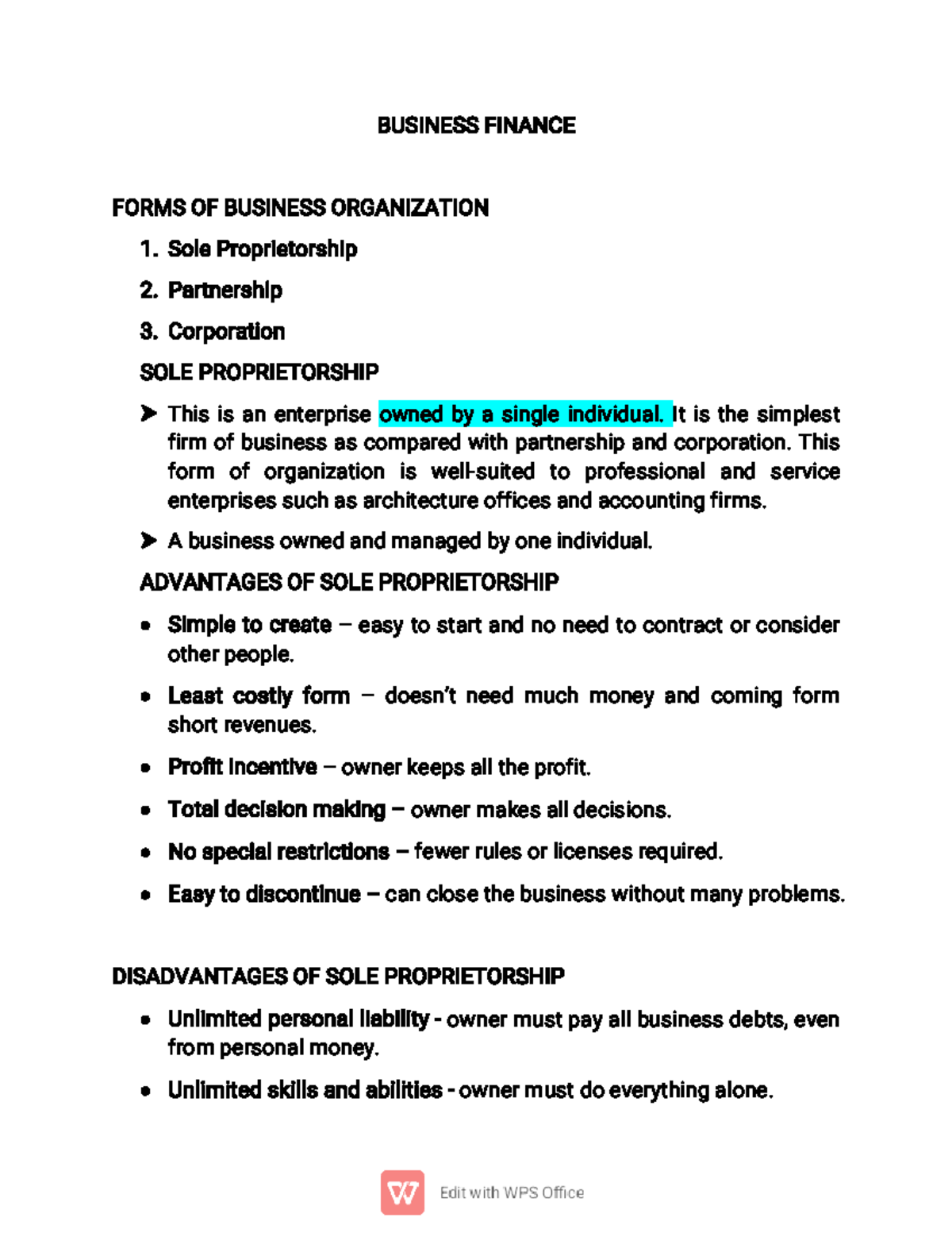 BUSINESS FINANCE: FORMS OF BUSINESS ORGANIZATION REVIEWER - Studocu