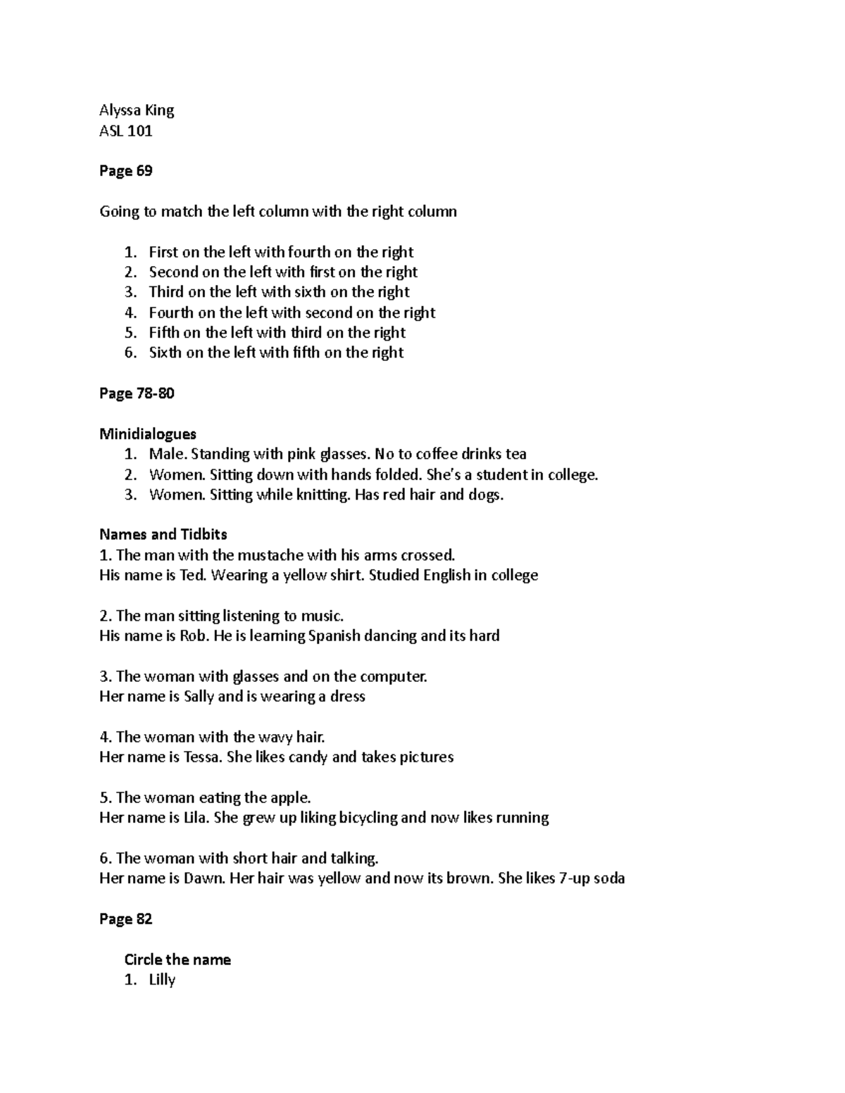 ASL 101 Unit 2 Activities and Practice Pages - Studocu