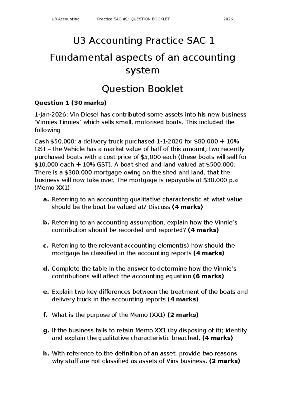 U3 Accounting Practice SAC 1 - Fundamental Aspects Q Booklet 2026 - Studocu
