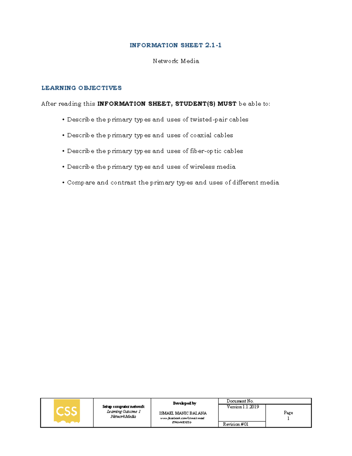 Network Media - Lecture Notes only. - Setup computer network Learning ...