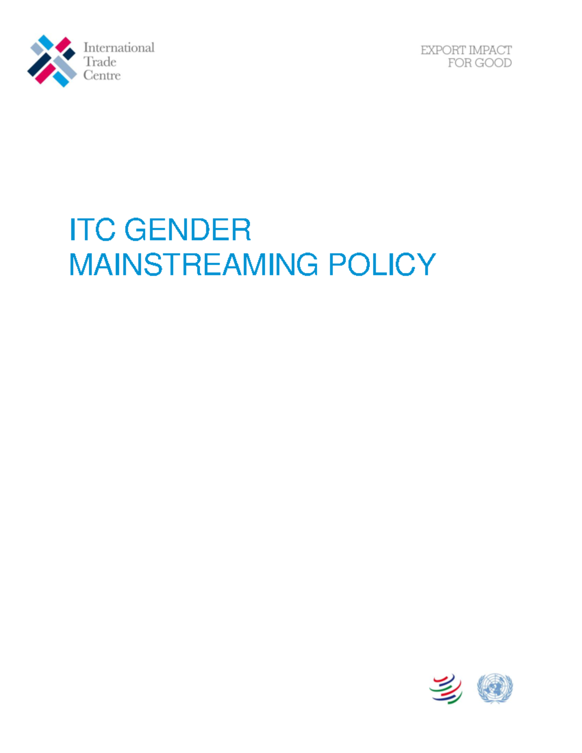 ITC Gender Mainstreaming Policy: Framework and Implementation Guide ...