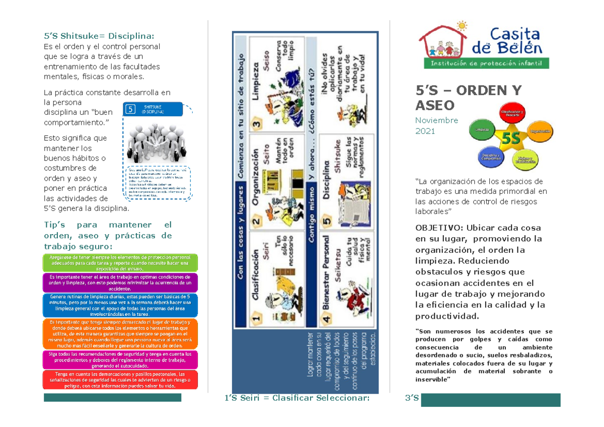 Folleto 5'S Orden y Aseo - 5’S Shitsuke= Disciplina: Es el orden y el ...