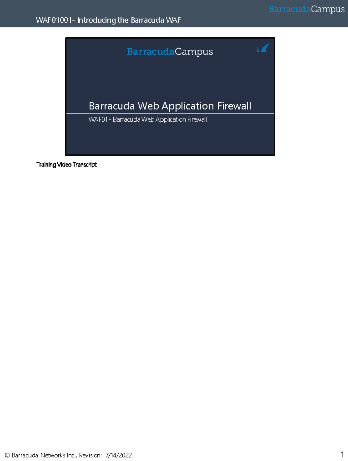 WAF01 - Introducing the Barracuda Web Application Firewall Guide - Studocu