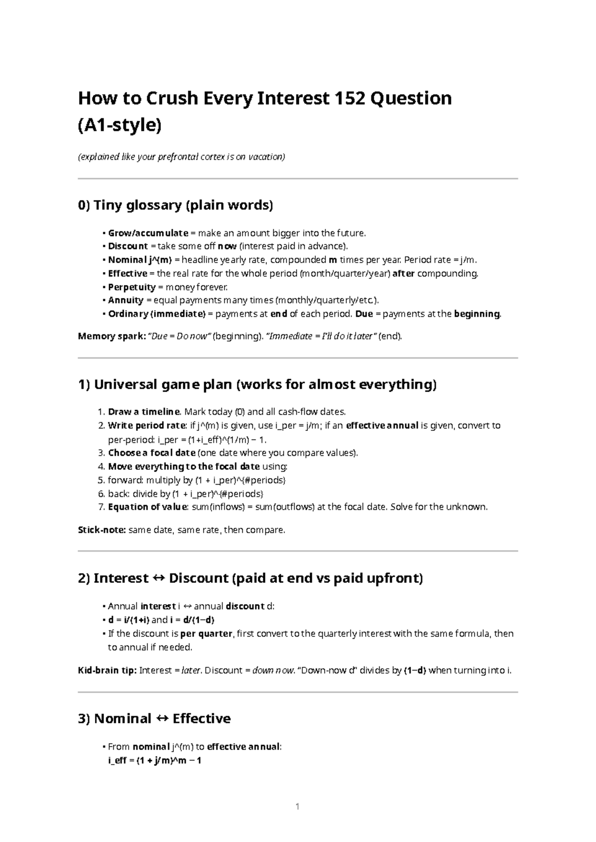 Interest 152 — A1 Cheat Sheet for Understanding Interest Concepts - Studocu