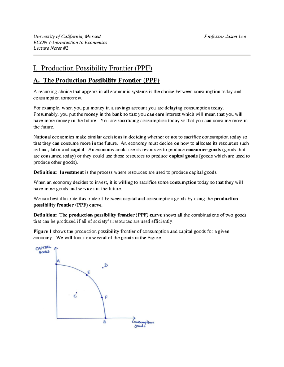 ECON 1 - PPF, Comparative Advantage & Trade Gains Lecture Notes - Studocu