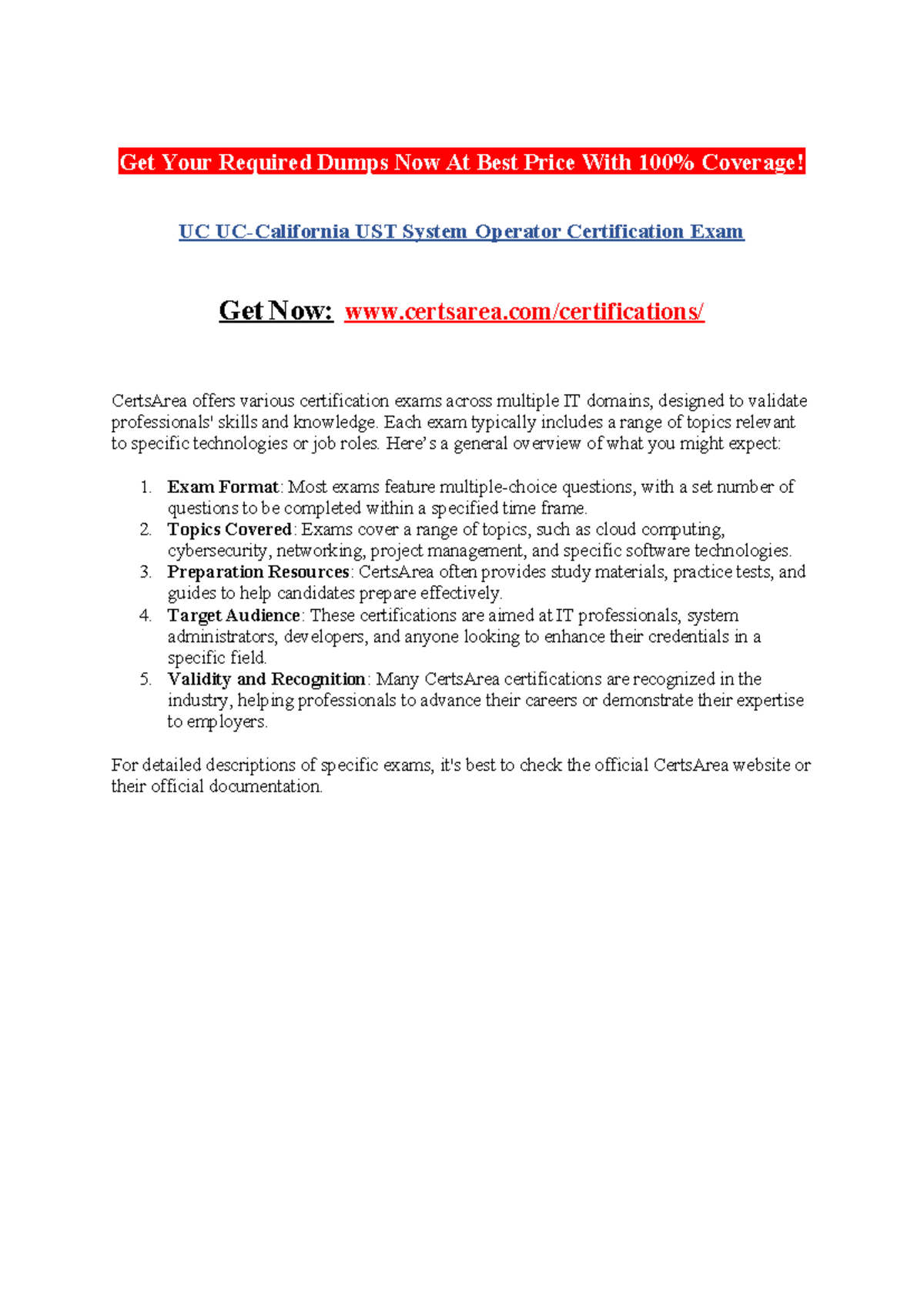 UC UC-California UST System Operator Certification Exam - Get Your ...