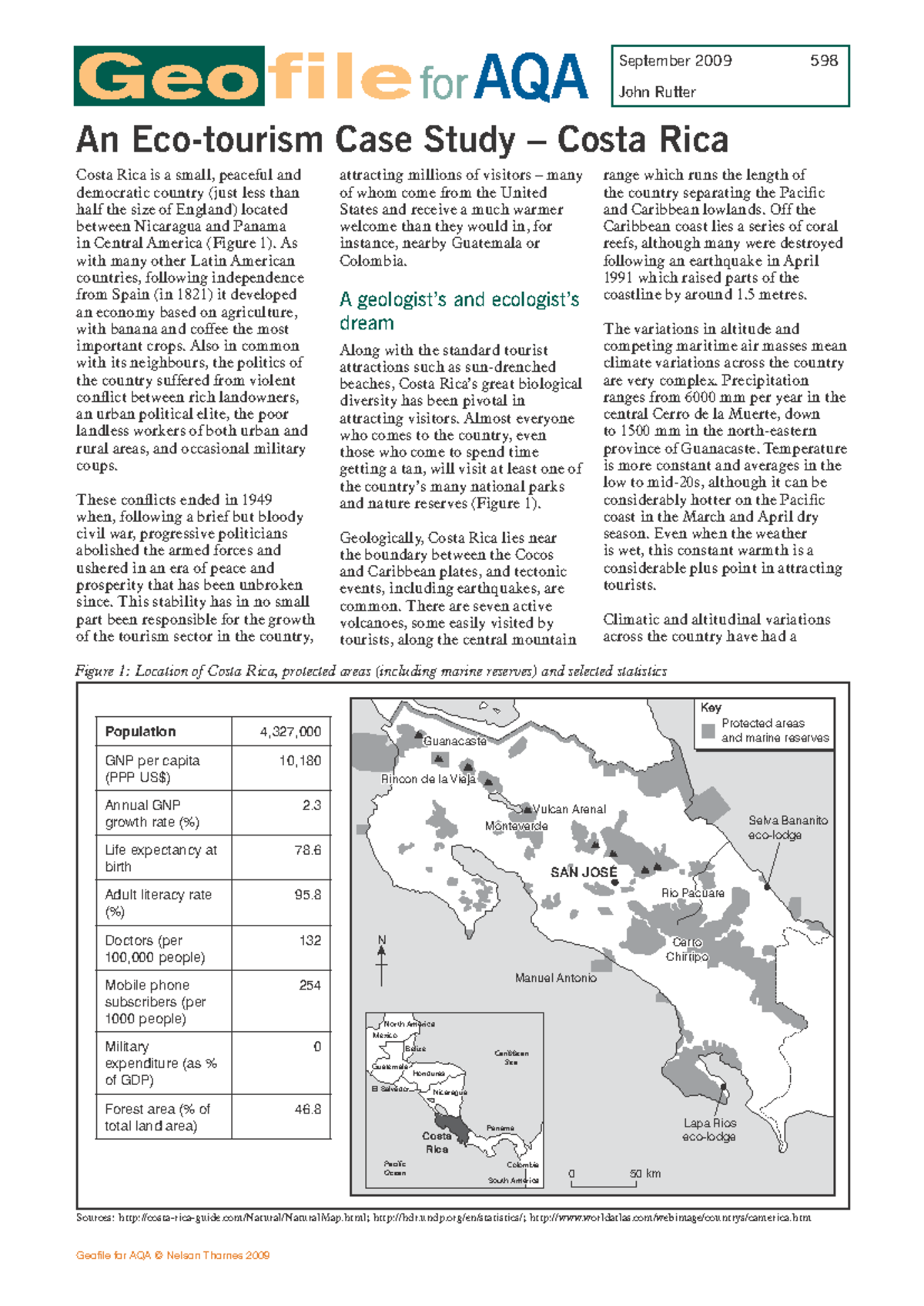 AQA GeoFile: Eco-Tourism Case Study on Costa Rica and Its Impact - Studocu