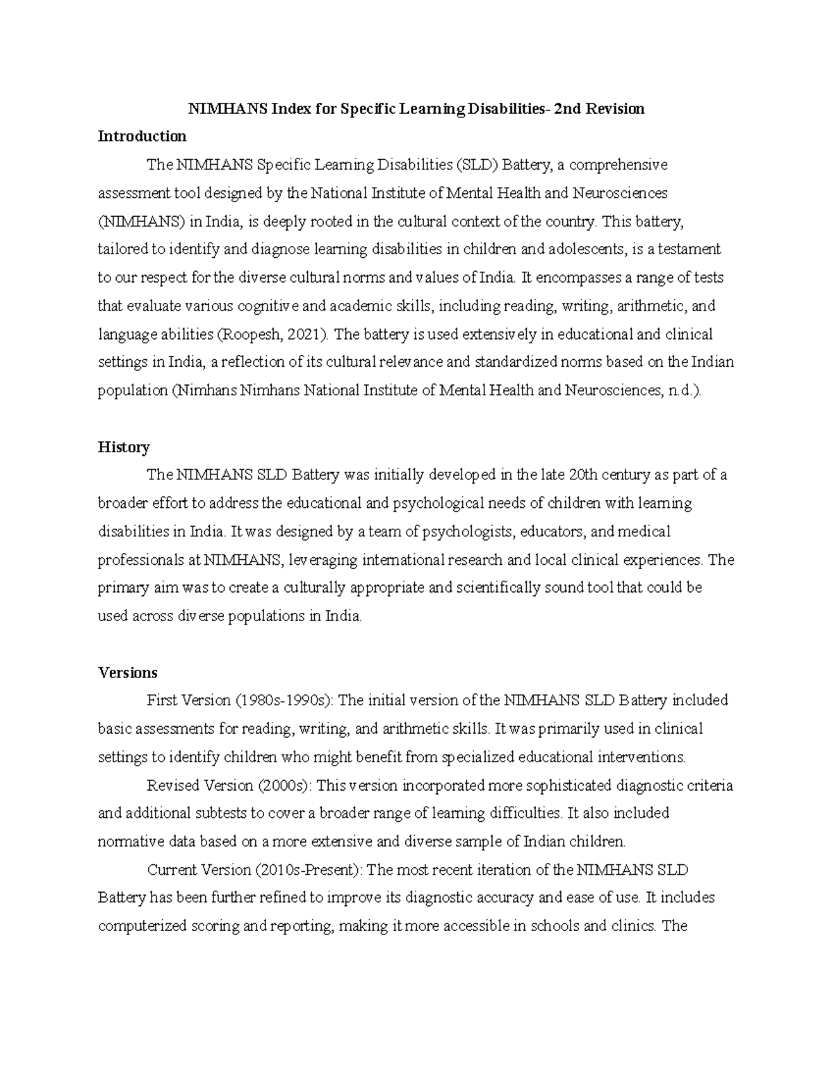 NIMHANS SLD Battery: Comprehensive Assessment for Learning Disabilities ...