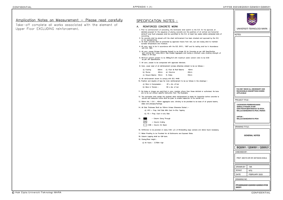 BQS501 QSM501 QSB521 Upper Floor Tutorial Drawing Notes - Studocu