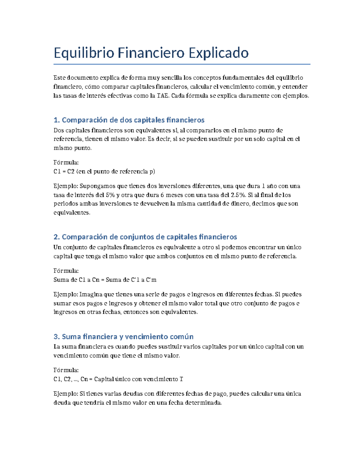 Equilibrio Financiero: Fórmulas y Conceptos Esenciales - Studocu