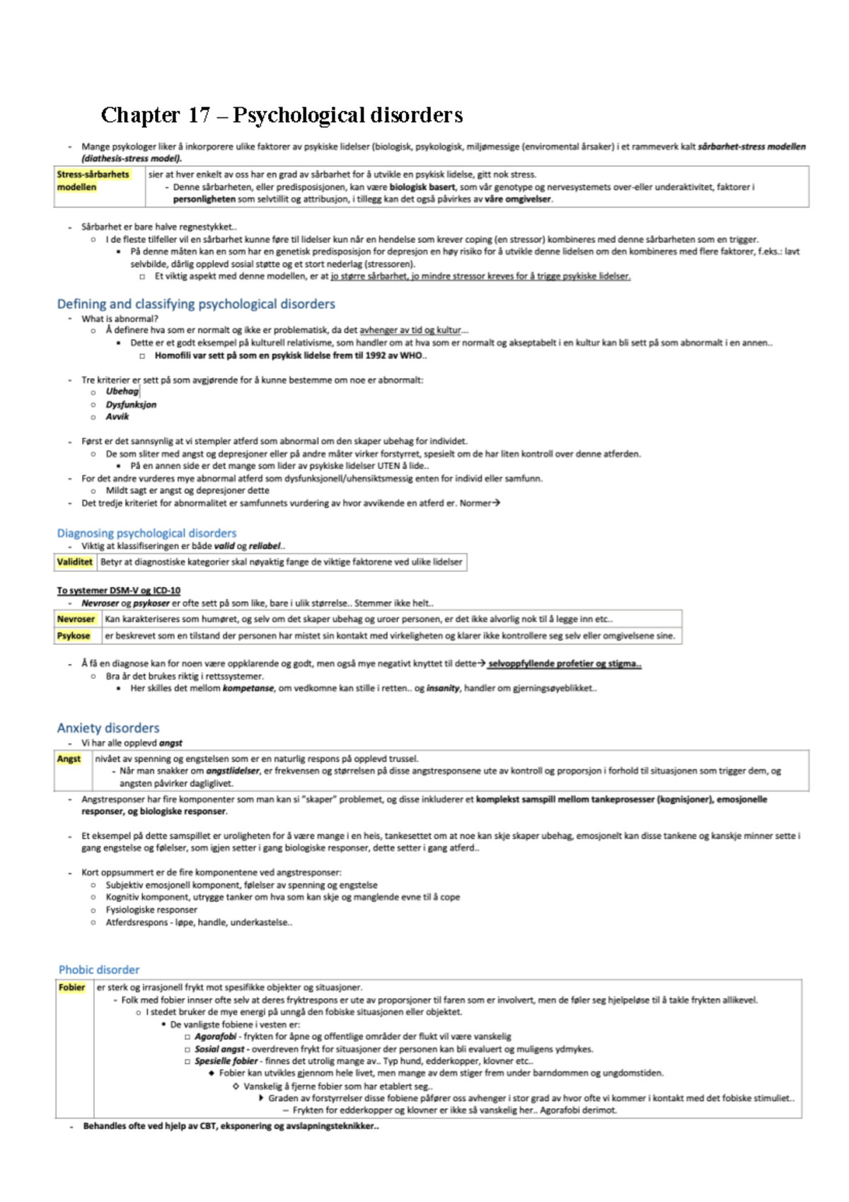 Chapter 17 - Psychological disorders - PSY1005/1 - Chapter 17 – Psychological disorders - Studocu