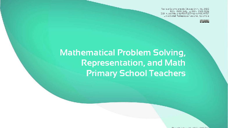 Mathematical Problem Solving, Representation, and Math Anxiety in ...