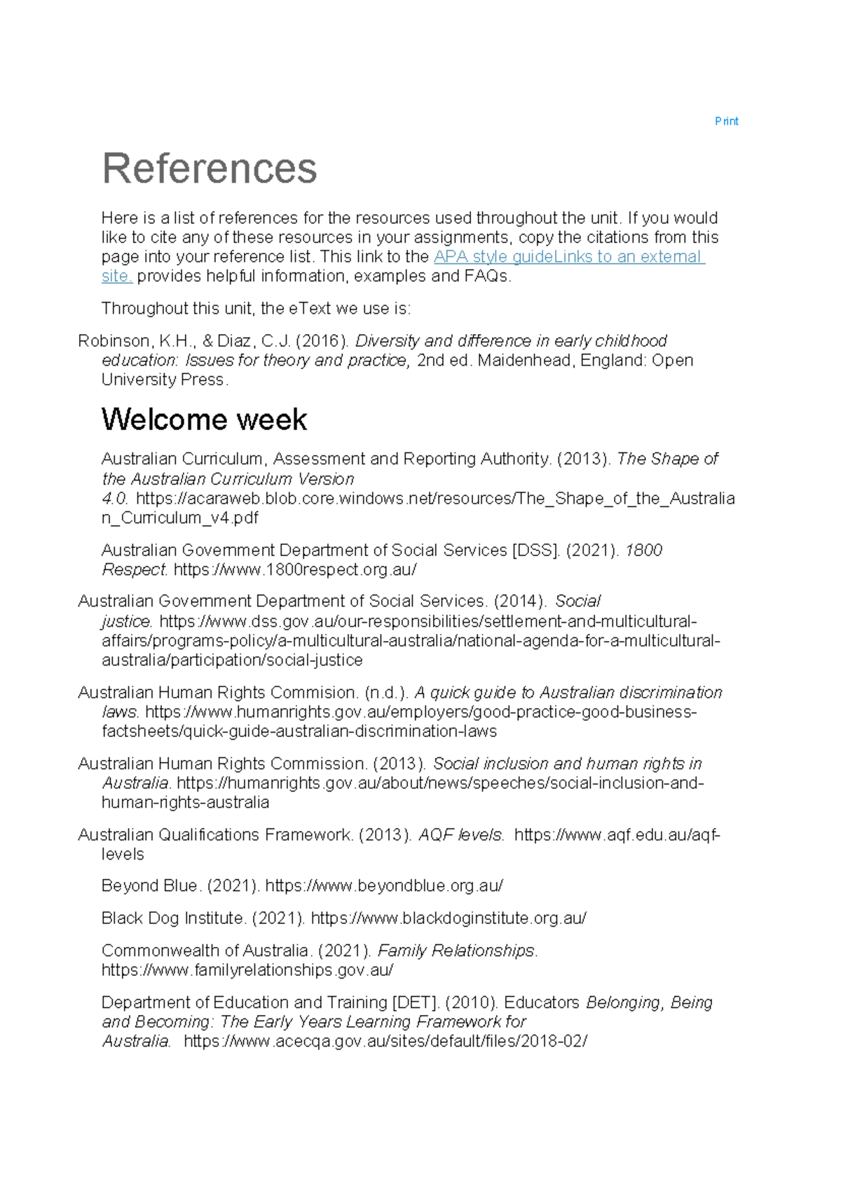 References for Social Justice Topics in Education (EDUC101) - Studocu