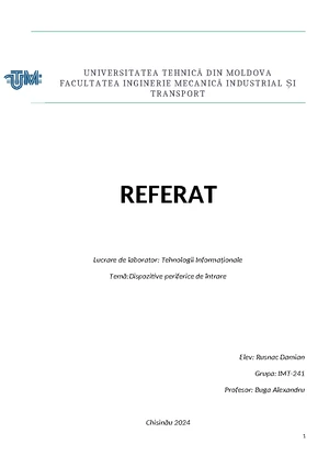 Dispozitive periferice de intrare - UNIVERSITATEA TEHNIC Ă DIN MOLDOVA ...
