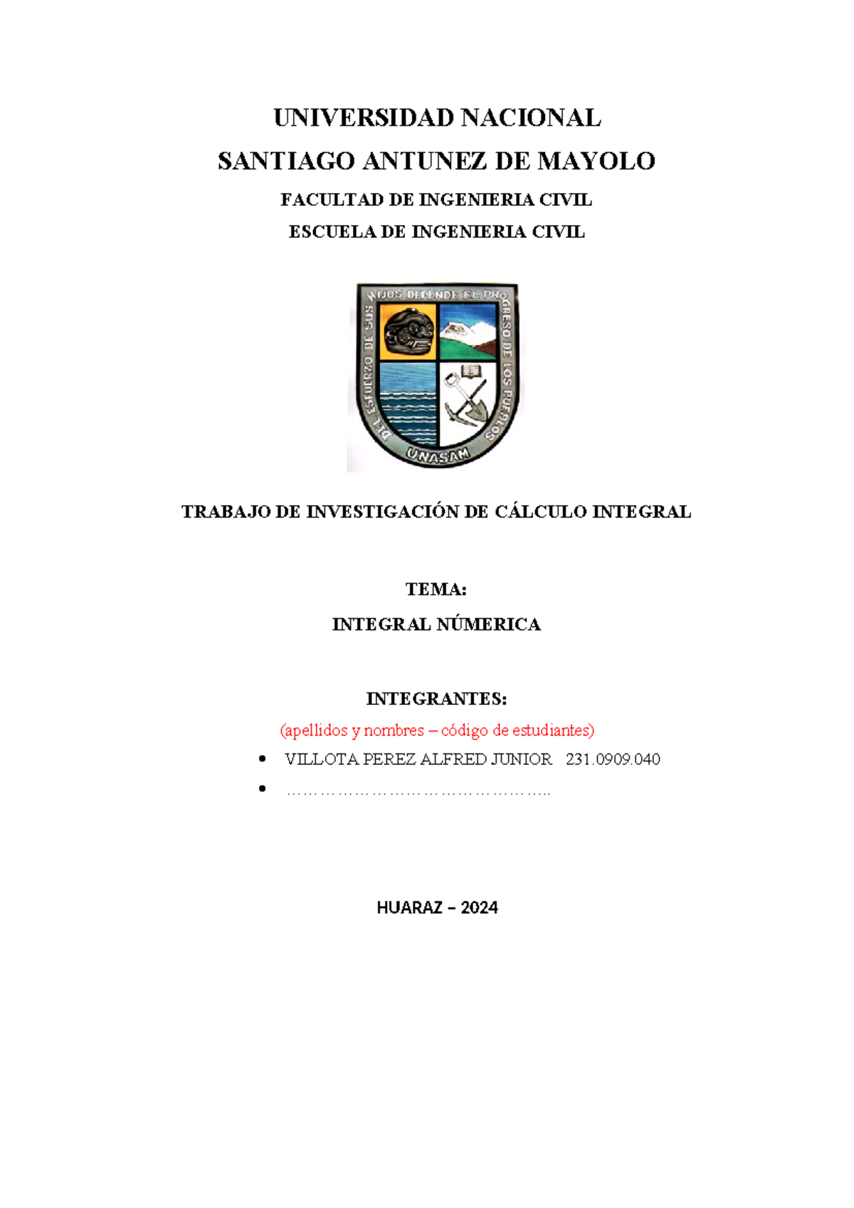 Integracion Numerica - vvvvvvvvv - UNIVERSIDAD NACIONAL SANTIAGO ...