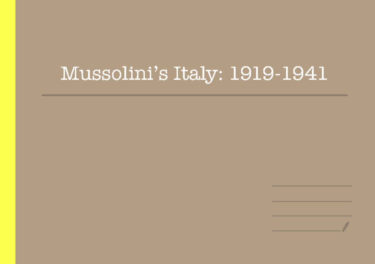 Italy - À Sumatra of mussolini’s itaky - A Level History - Mussolini’s ...