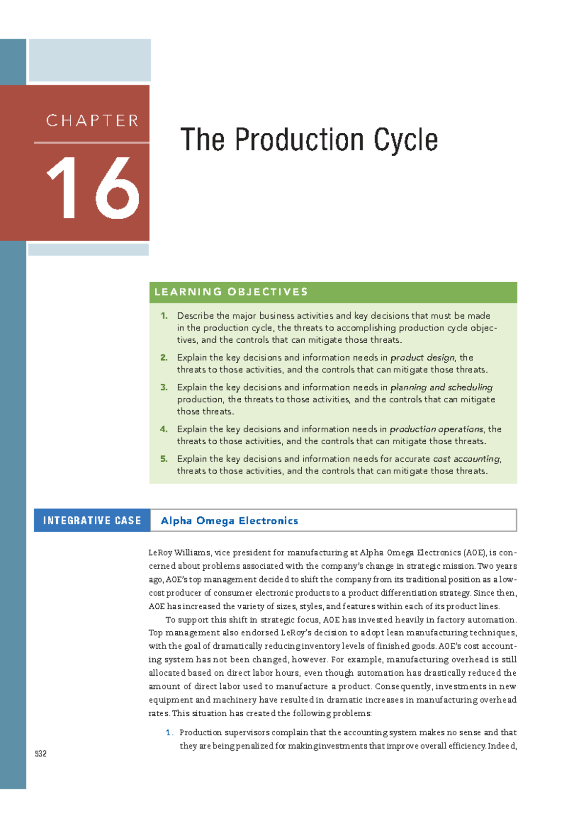 CHAPTER 16: The Production Cycle - Key Concepts and Controls - Studocu