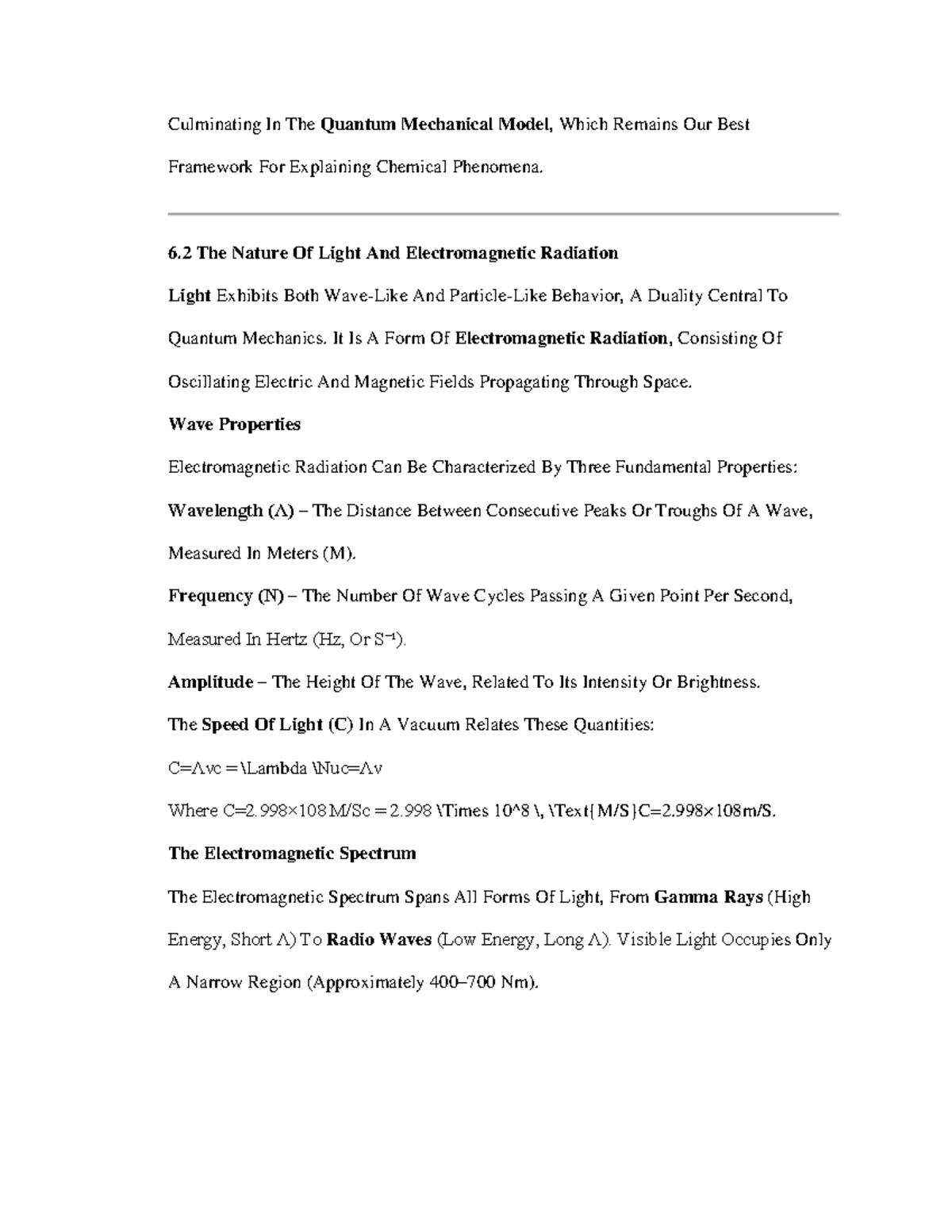 Chemistry 31: Quantum Mechanical Model & Nature of Light - Studocu