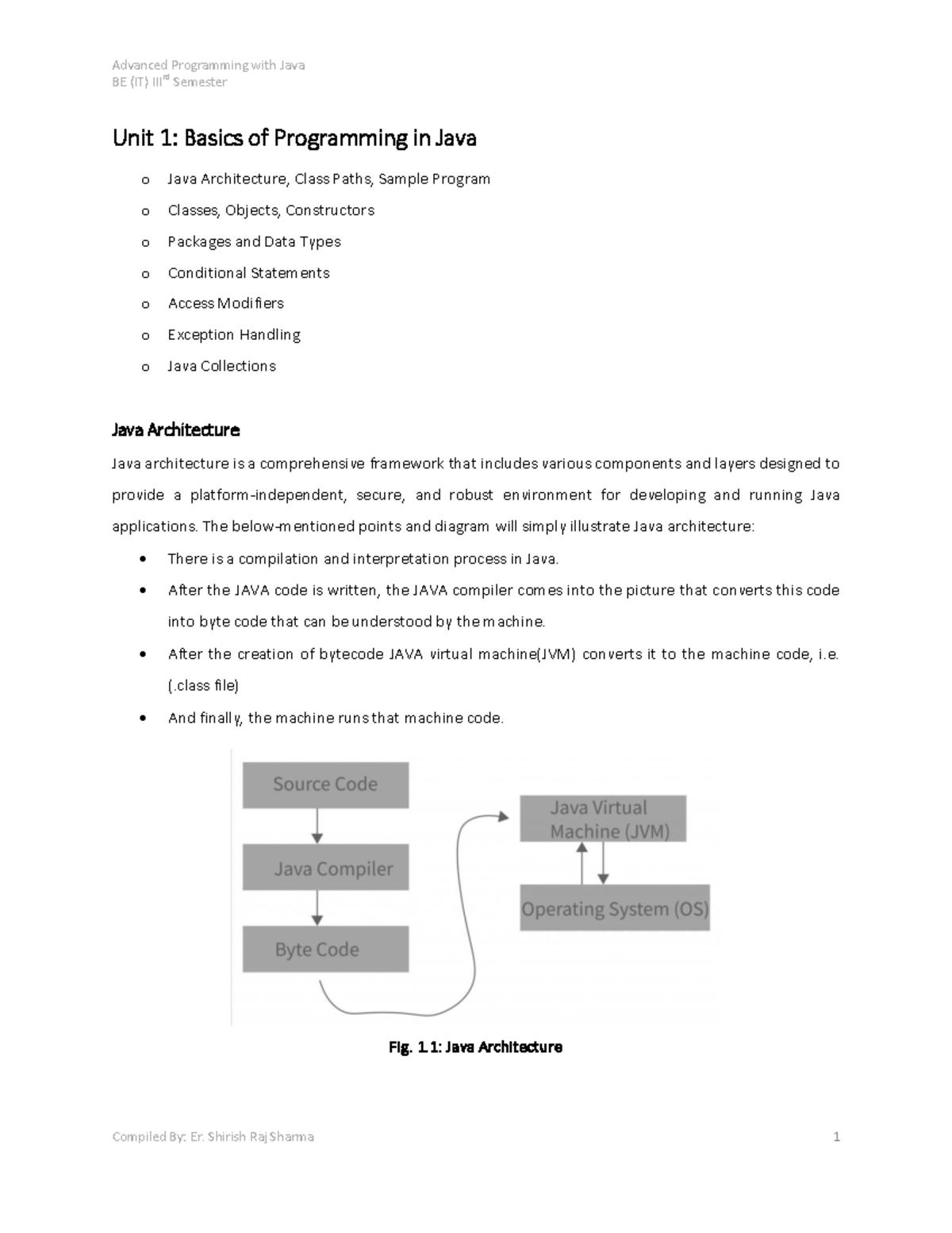 Unit 1: Basics of Programming in Java - Advanced Programming (BE IT ...