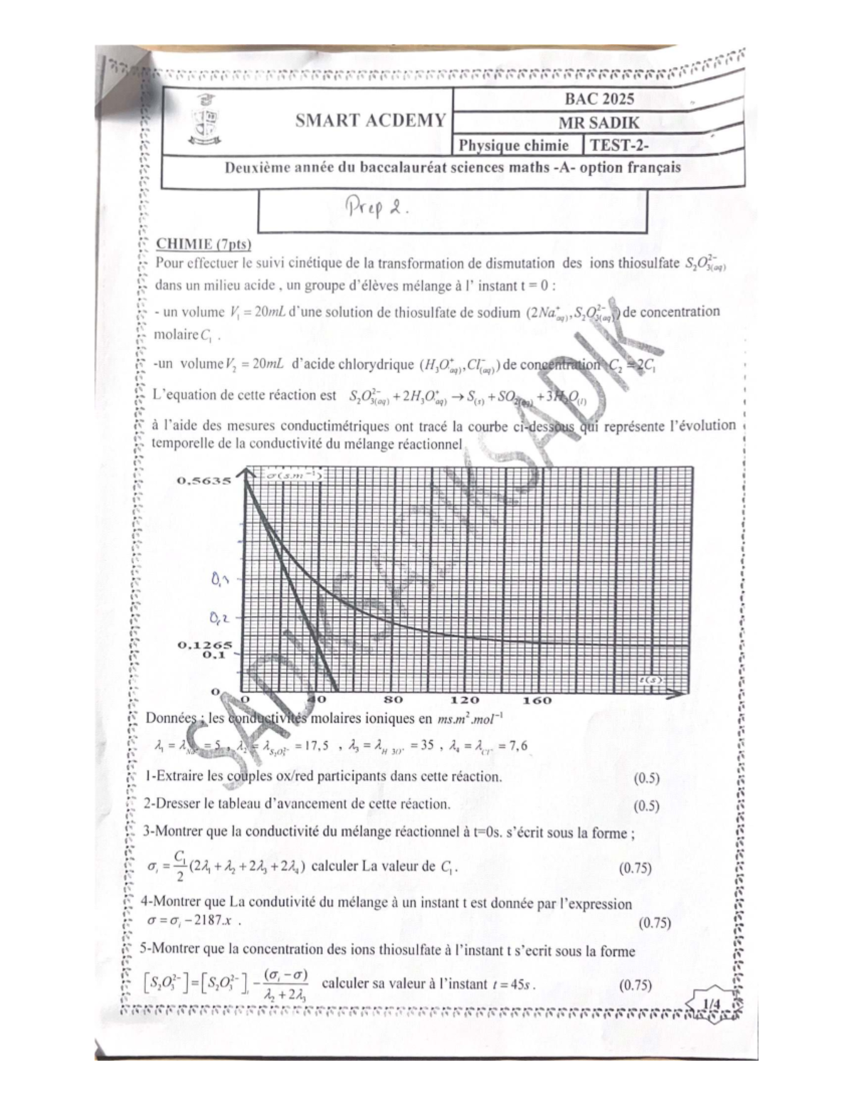 BAC 2025 - Exercice d'applications en Physique et Chimie - Studocu
