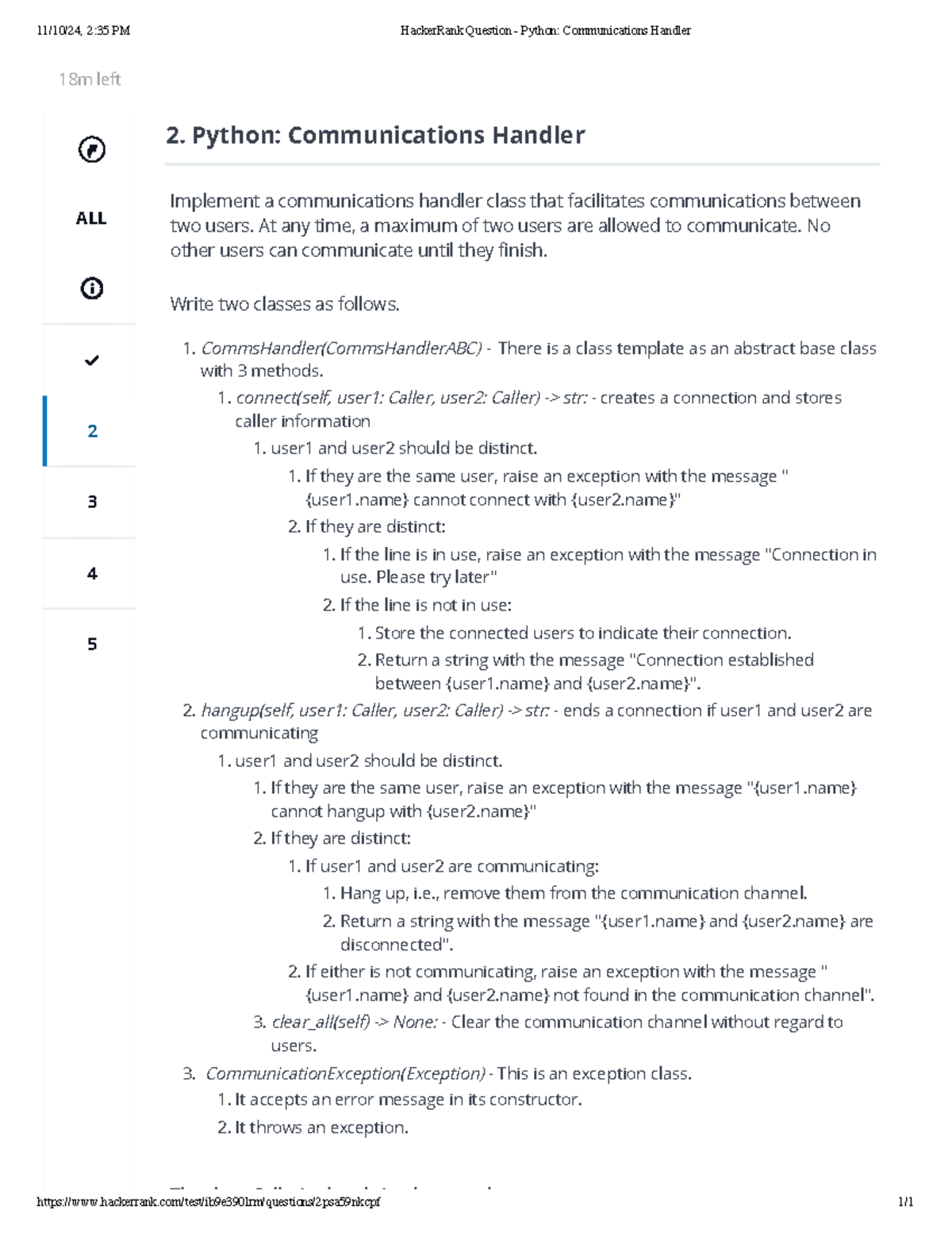 HackerRank Question - Python CommsHandler Class Implementation Guide ...