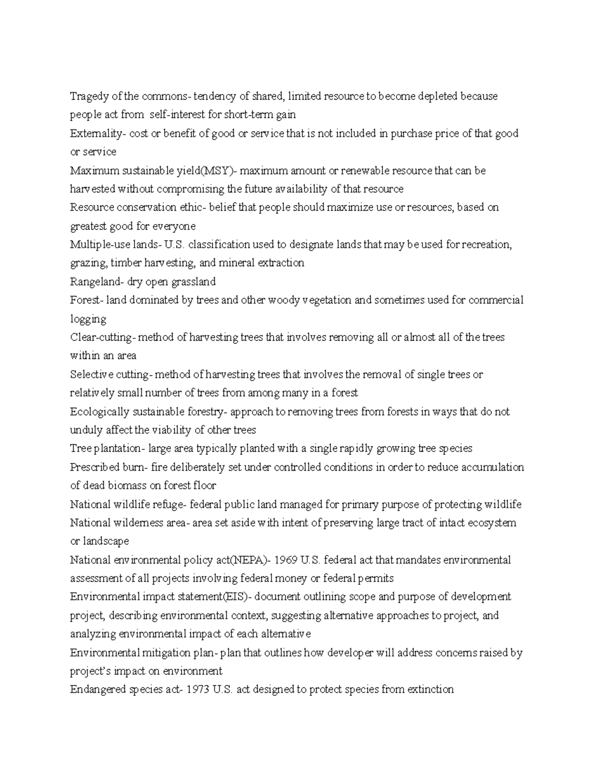 APES Vocab Compilation - Class Notes and Definitions - Studocu