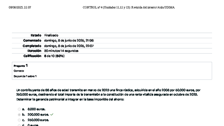 Control nº 4 (Unidades 11, 12 y 13): Revisión Aula UDIMA - Studocu