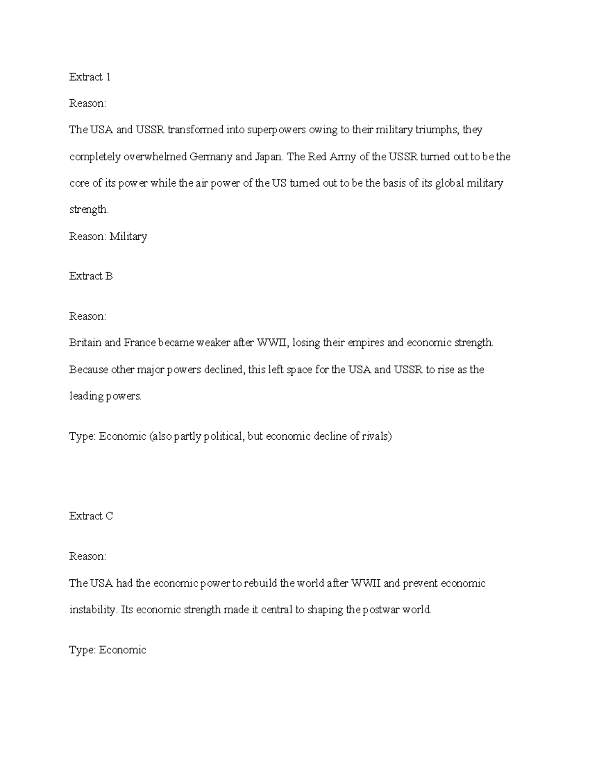 Econ & Diplo Impact: USA & USSR Rise as Superpowers Post-WWII - Studocu