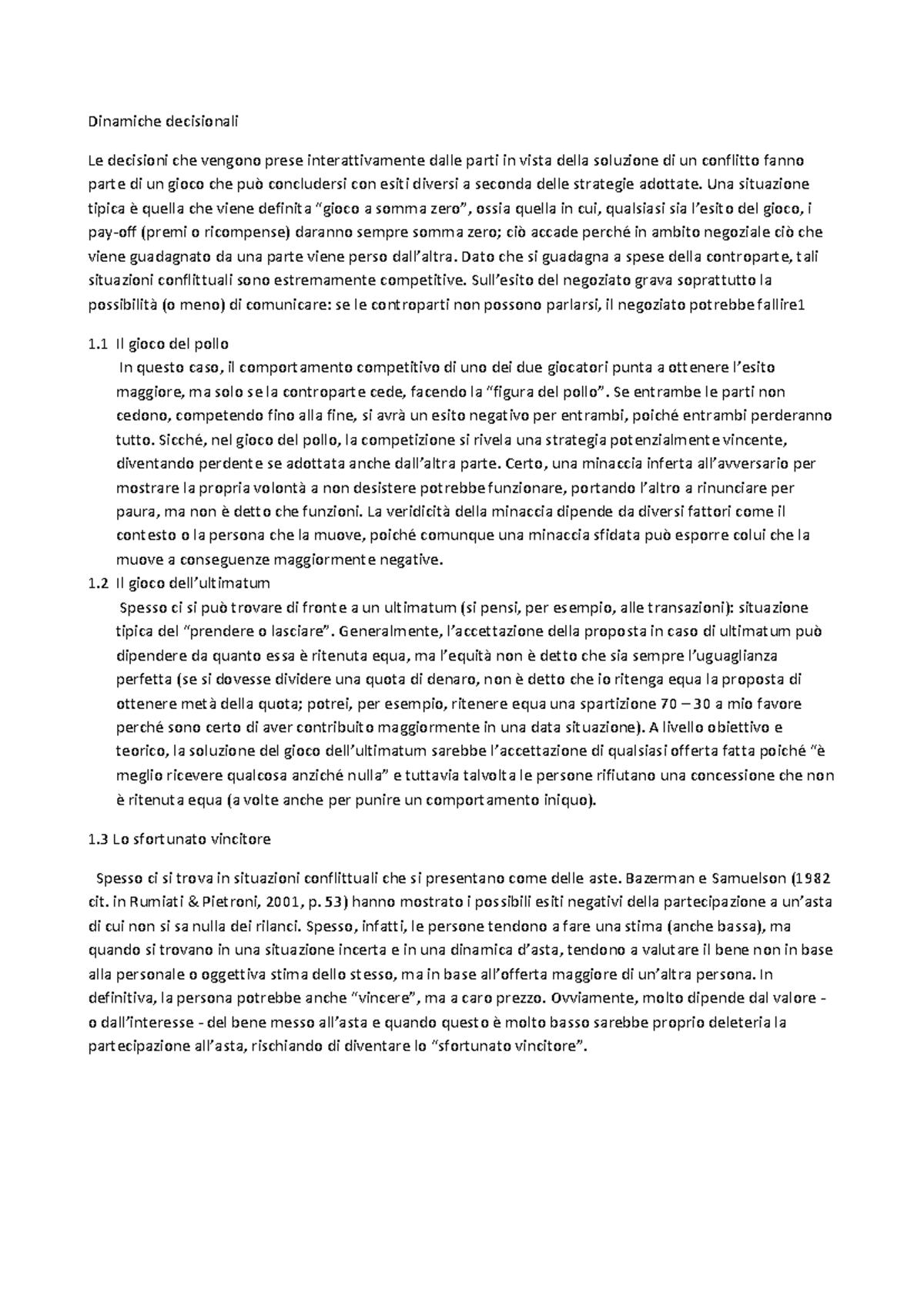 Dinamiche Decisionali nel Gioco del Negozio - Corso di Pedagogia - Studocu
