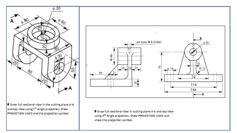 Sectioning exercise 2025 - # Draw full sectional view in the cutting ...