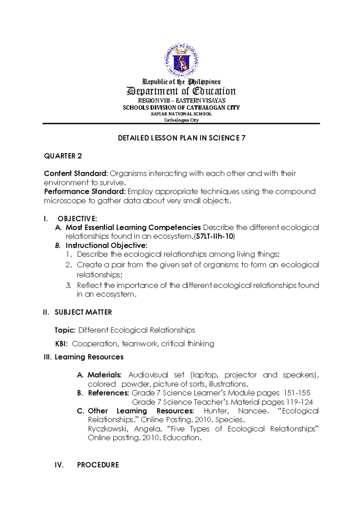 Contextualized Lesson Plan Math 6 - LESSON PLAN IN MATHEMATHETICS VI ...