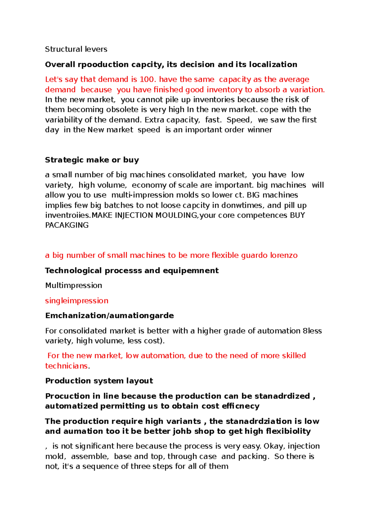 Structural Levers in Production Capacity: Case Study Analysis (HQ ...