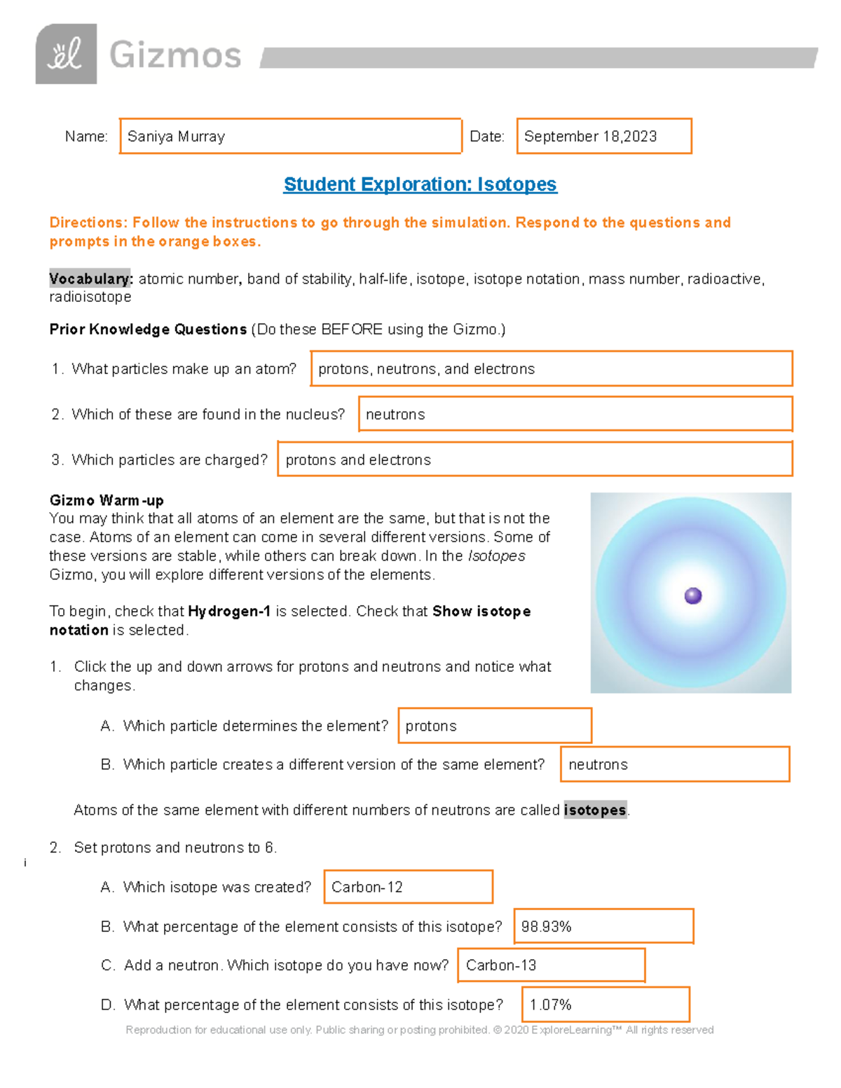 Student Exploration: Isotopes Gizmo Guide and Activities - Studocu