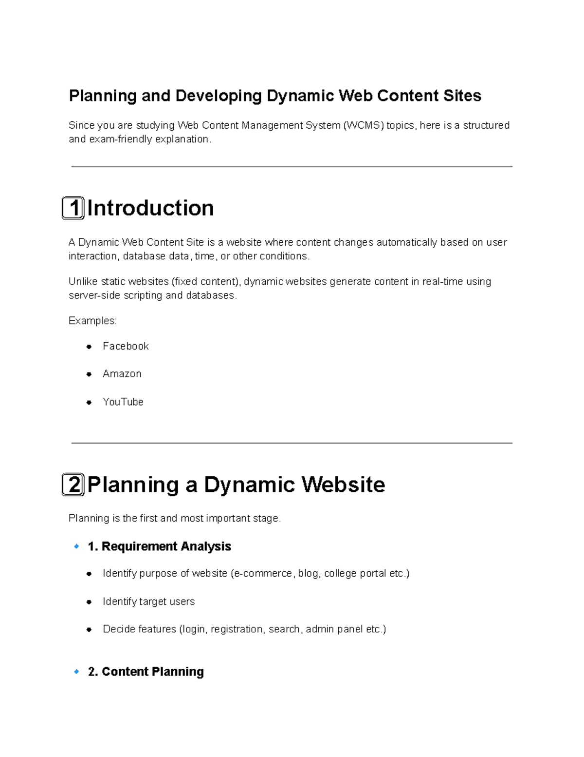 WCMS: Planning & Developing Dynamic Web Content Sites - Studocu