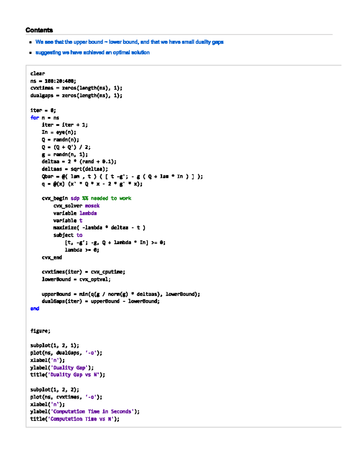A4Bonus - MATLAB and gerobi for verifying the duality gap between ...