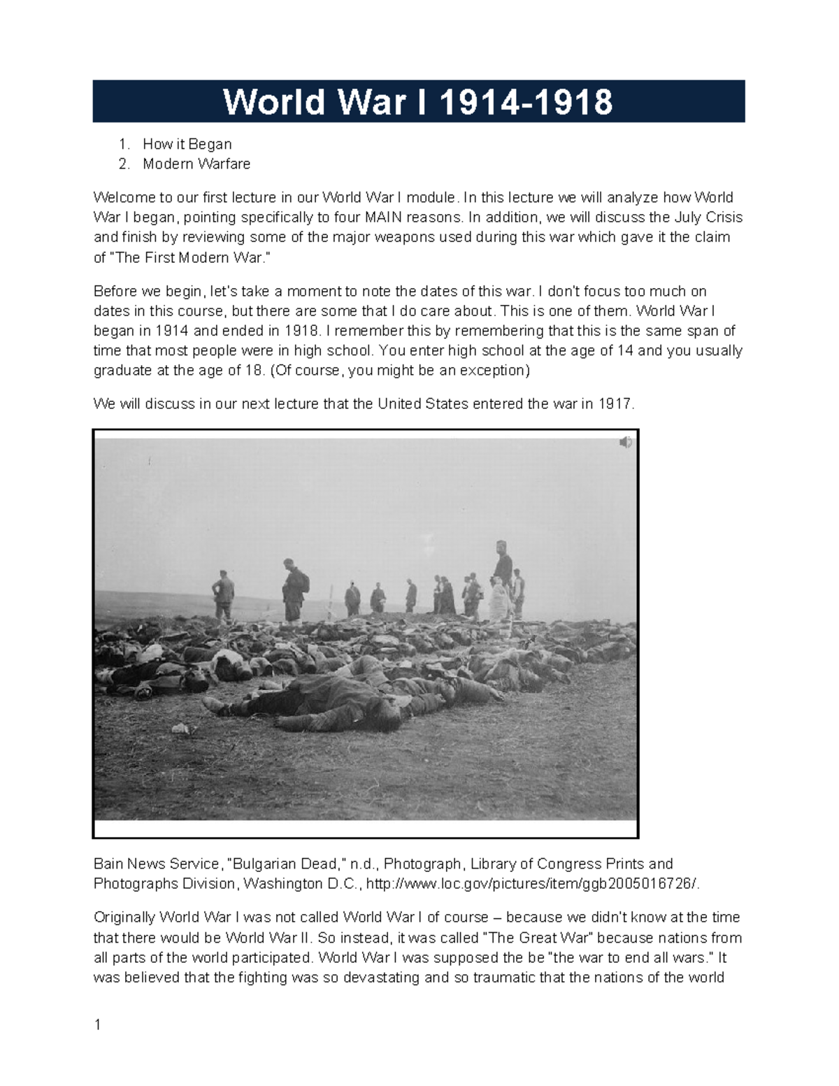 World War I (HIST 101): Causes, Alliances, and Modern Warfare Lecture ...