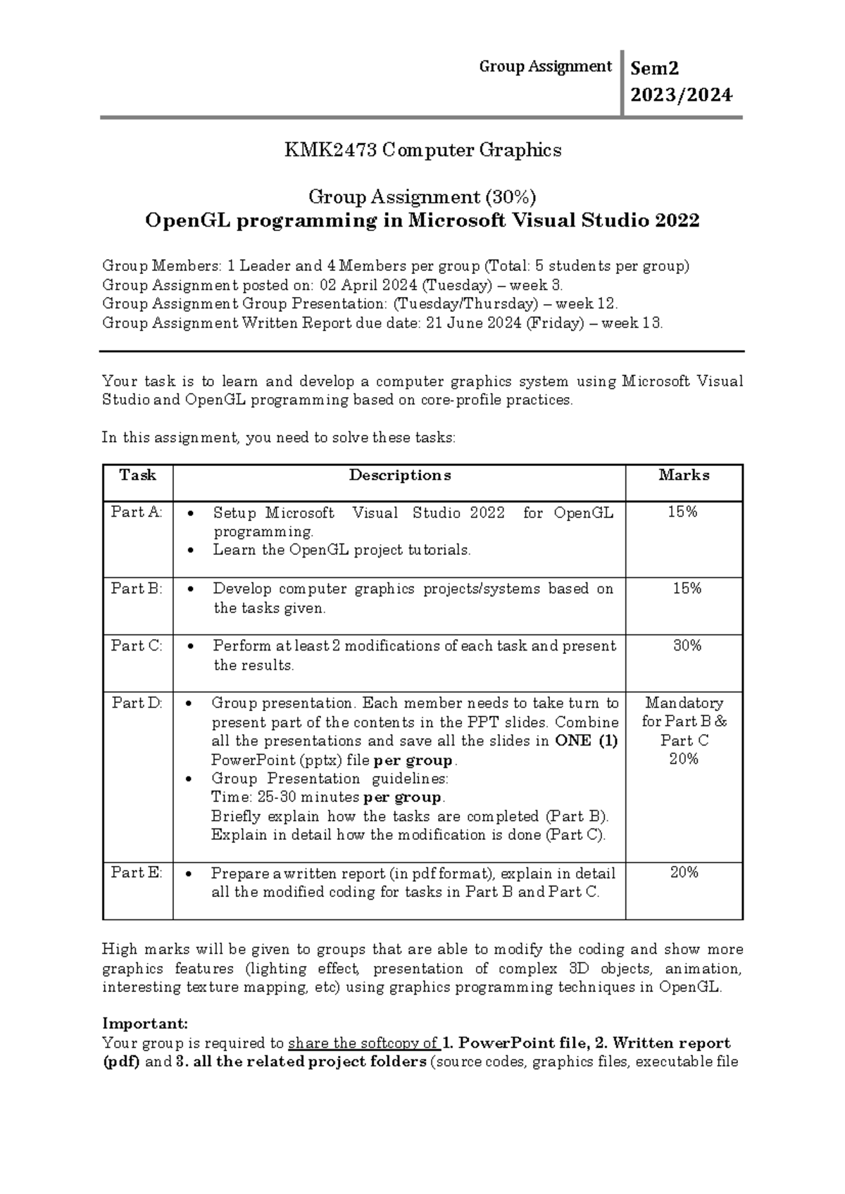 KMK2473 Computer Graphics Group Assignment - OpenGL Development Guide ...