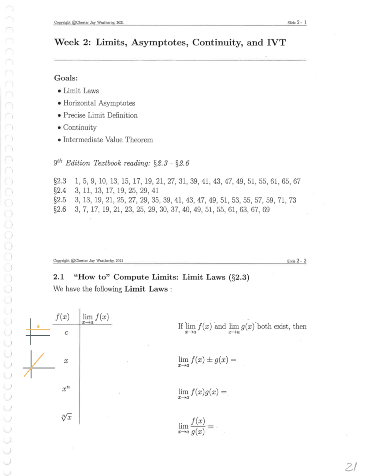 MA103 Week 2 - Comprehensive Review of Fundamental Theory of Calculus I ...