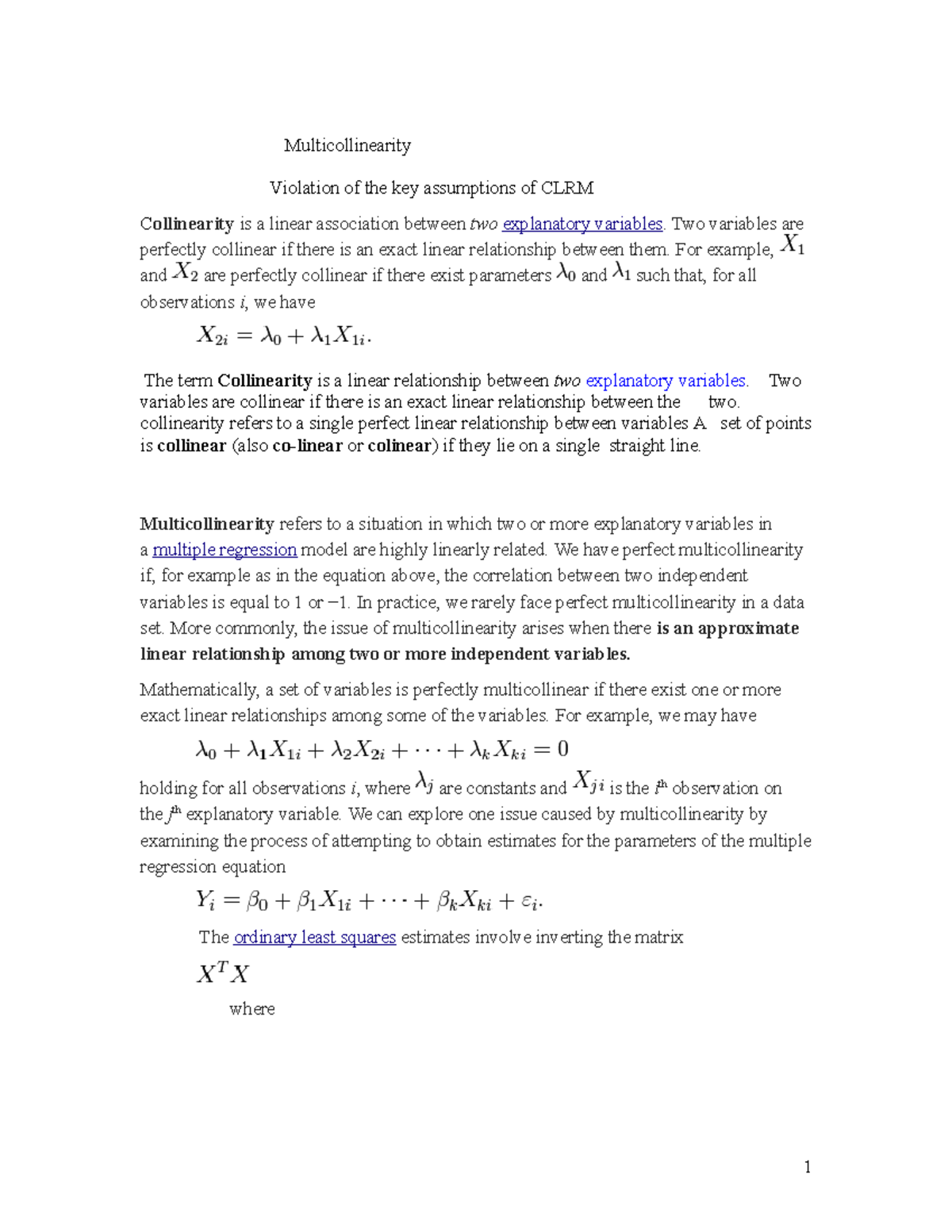 Understanding Multicollinearity: Insights from Chapter 8 (Spring 2017 ...