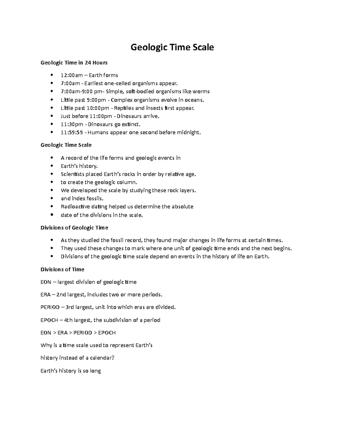 Geologic Time Scale - Geologic Time Scale Geologic Time in 24 Hours 12 ...