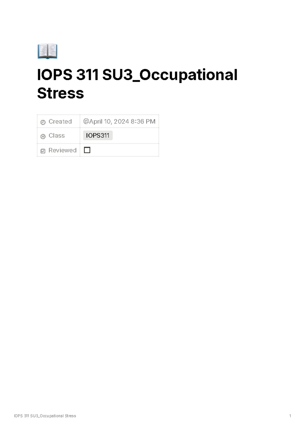 IOPS 311 SU3 Occupational Stress - 📖 IOPS 311 SU3_Occupational Stress ...