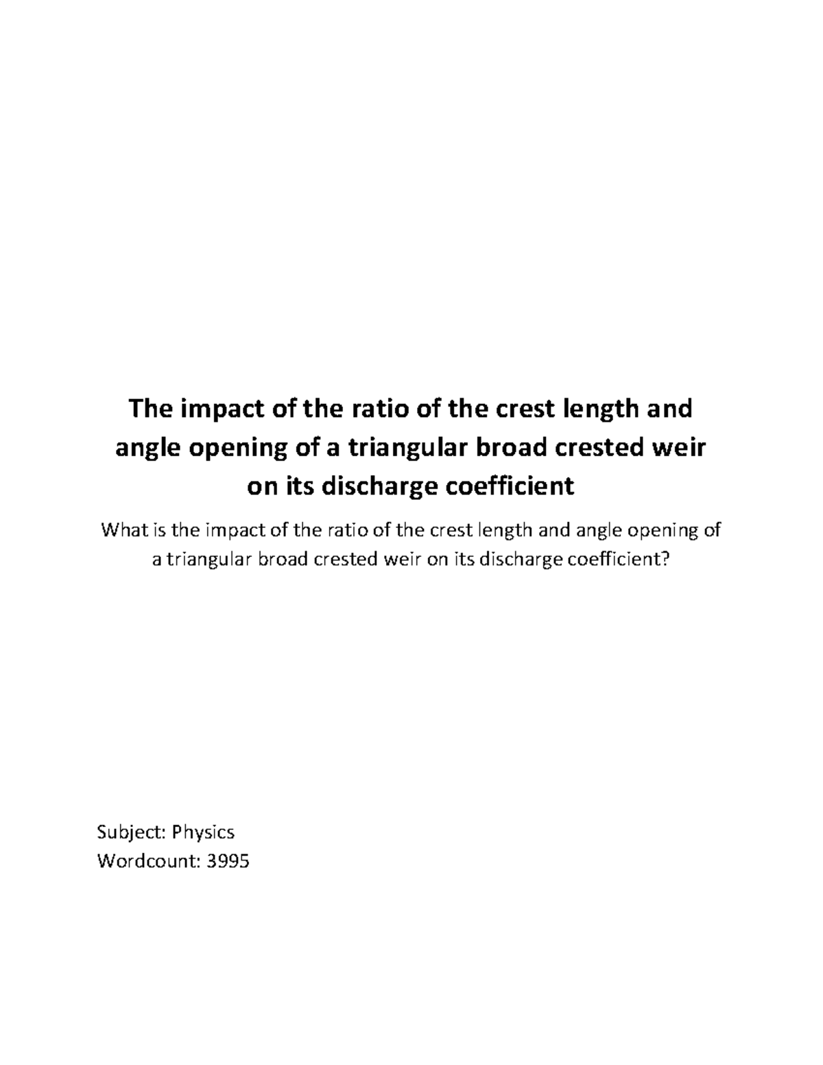 Physics Extended Essay Sample - Simulation - The impact of the ratio of ...